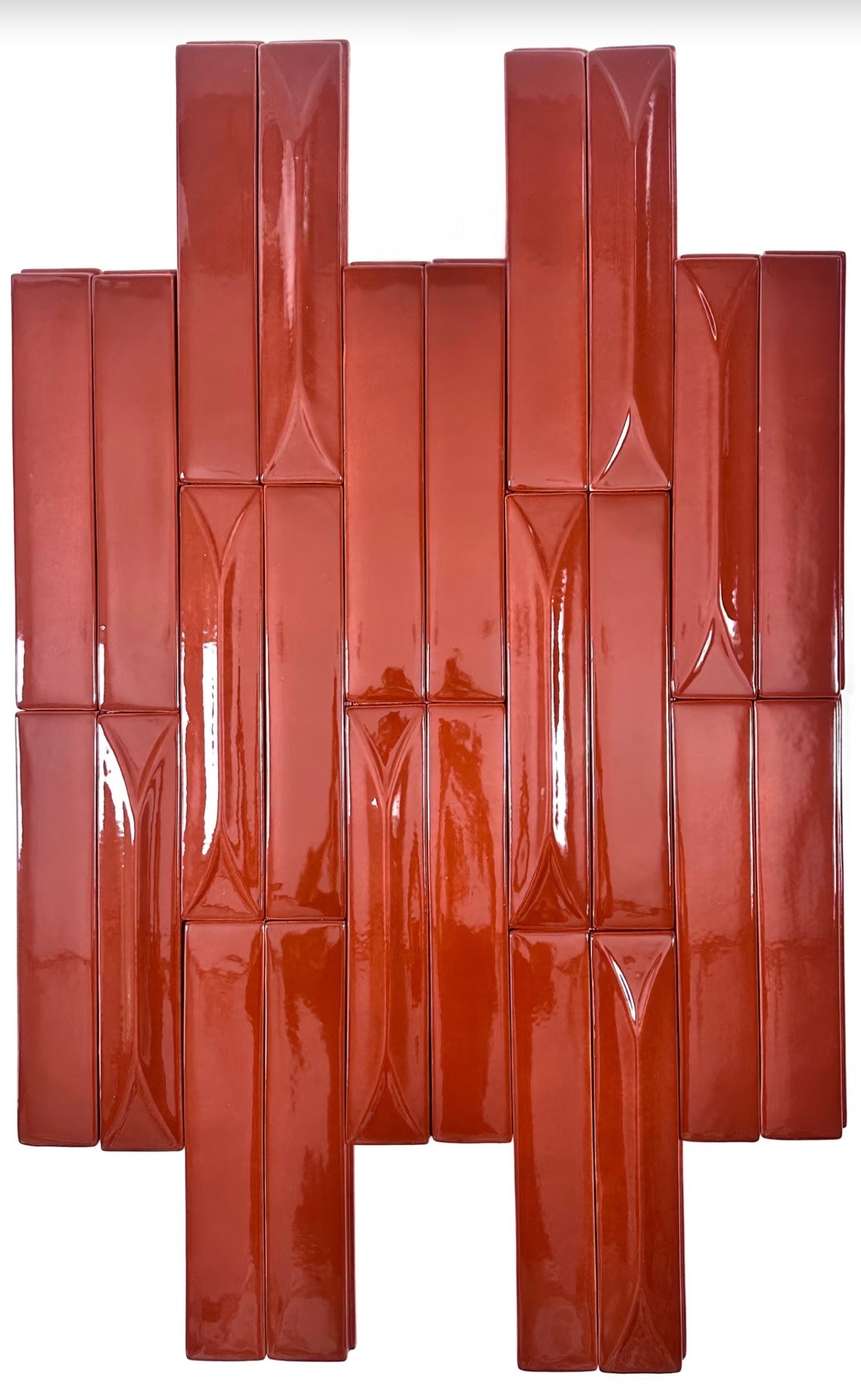 MIOLISM Crimson Bow Tile | Sculptural 3D Cinnabar Red Ceramic Wall Tile